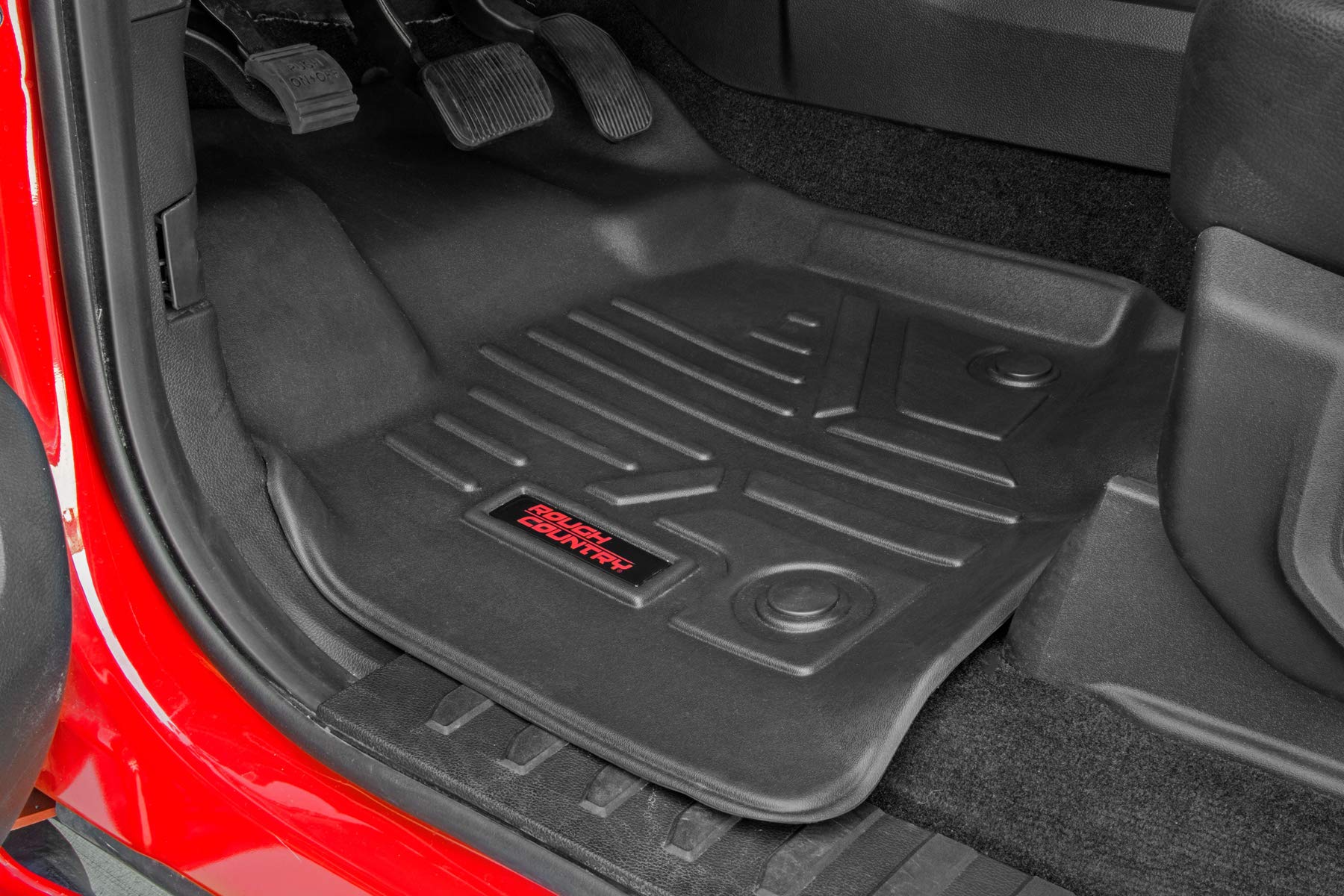 Rough Country All Weather Floor Mats Set for Chevy/GMC 1500/2500HD (2014-2018) - Custom Fit Rubber Floor Mats, Rubber Truck Mats, Durable, Waterproof Truck Floor Mats