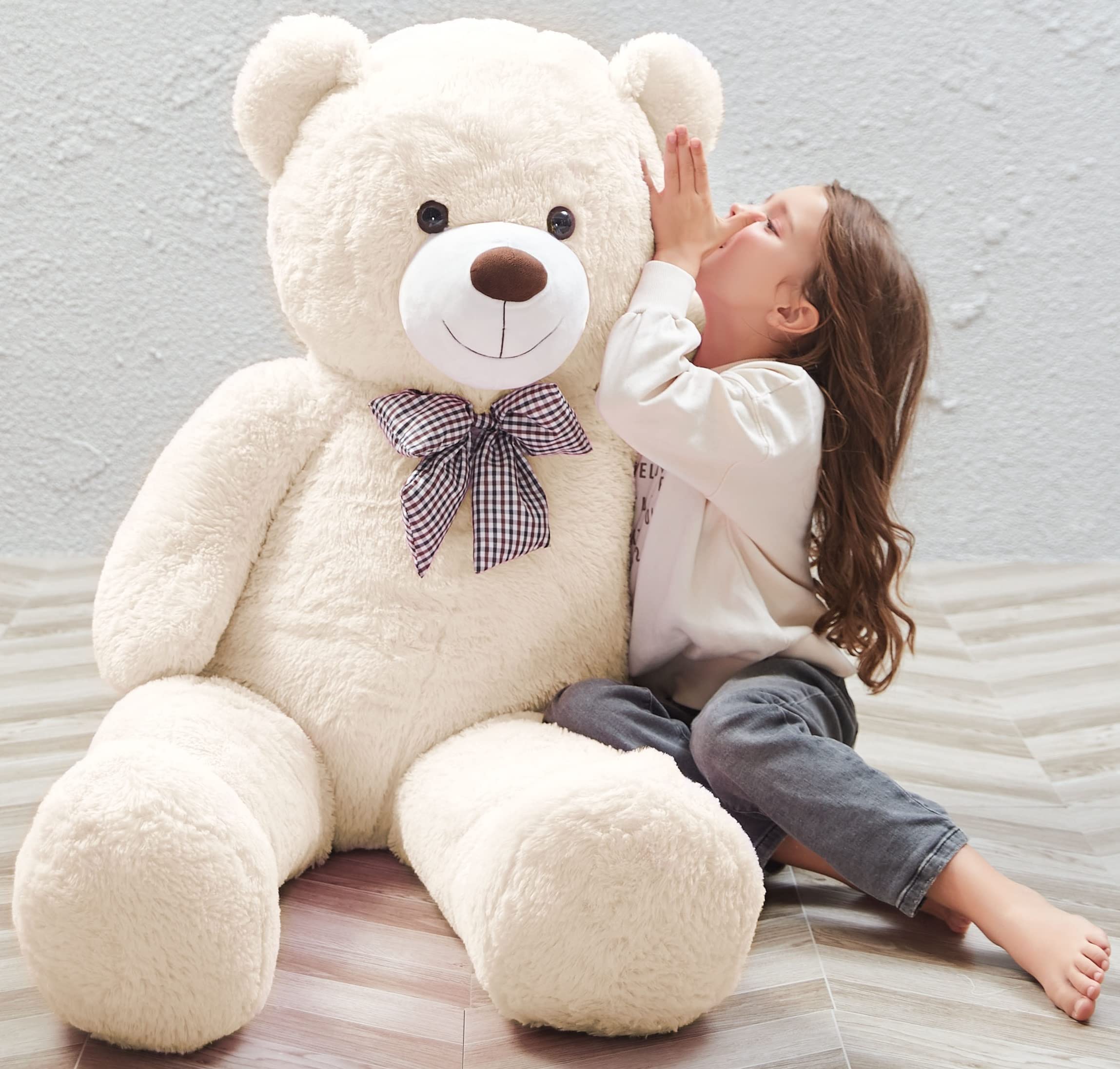 MorisMos Giant White Teddy Bear Stuffed Animals Plush Toy for Girlfriend Kids Christmas Valentine's Day Birthday 47 Inches