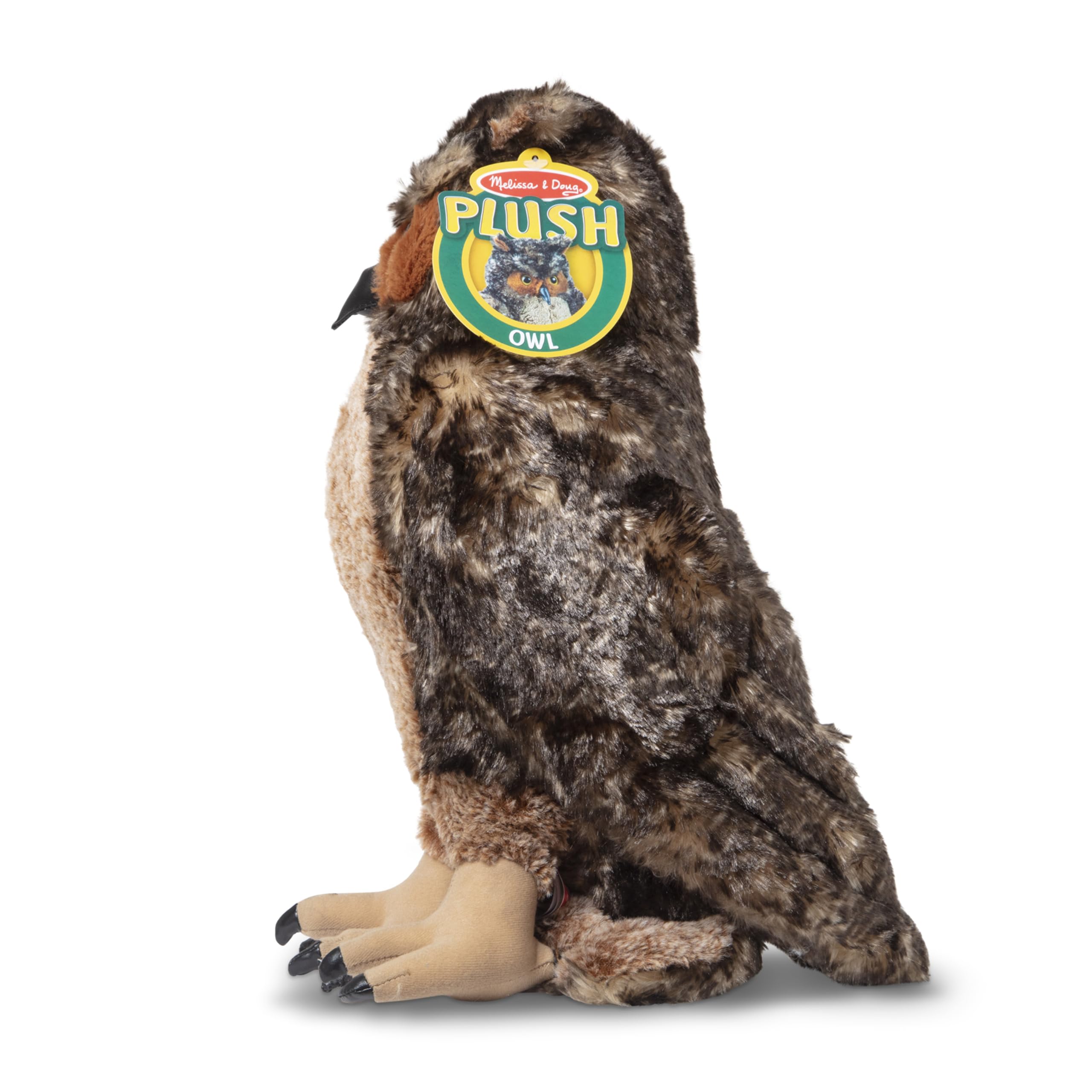 Melissa & Doug Giant Owl - Lifelike Stuffed Animal (17 inches tall) , Brown