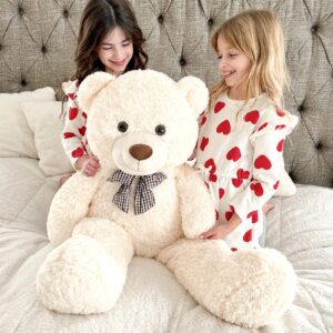 MorisMos Giant White Teddy Bear Stuffed Animals Plush Toy for Girlfriend Kids Christmas Valentine's Day Birthday 47 Inches