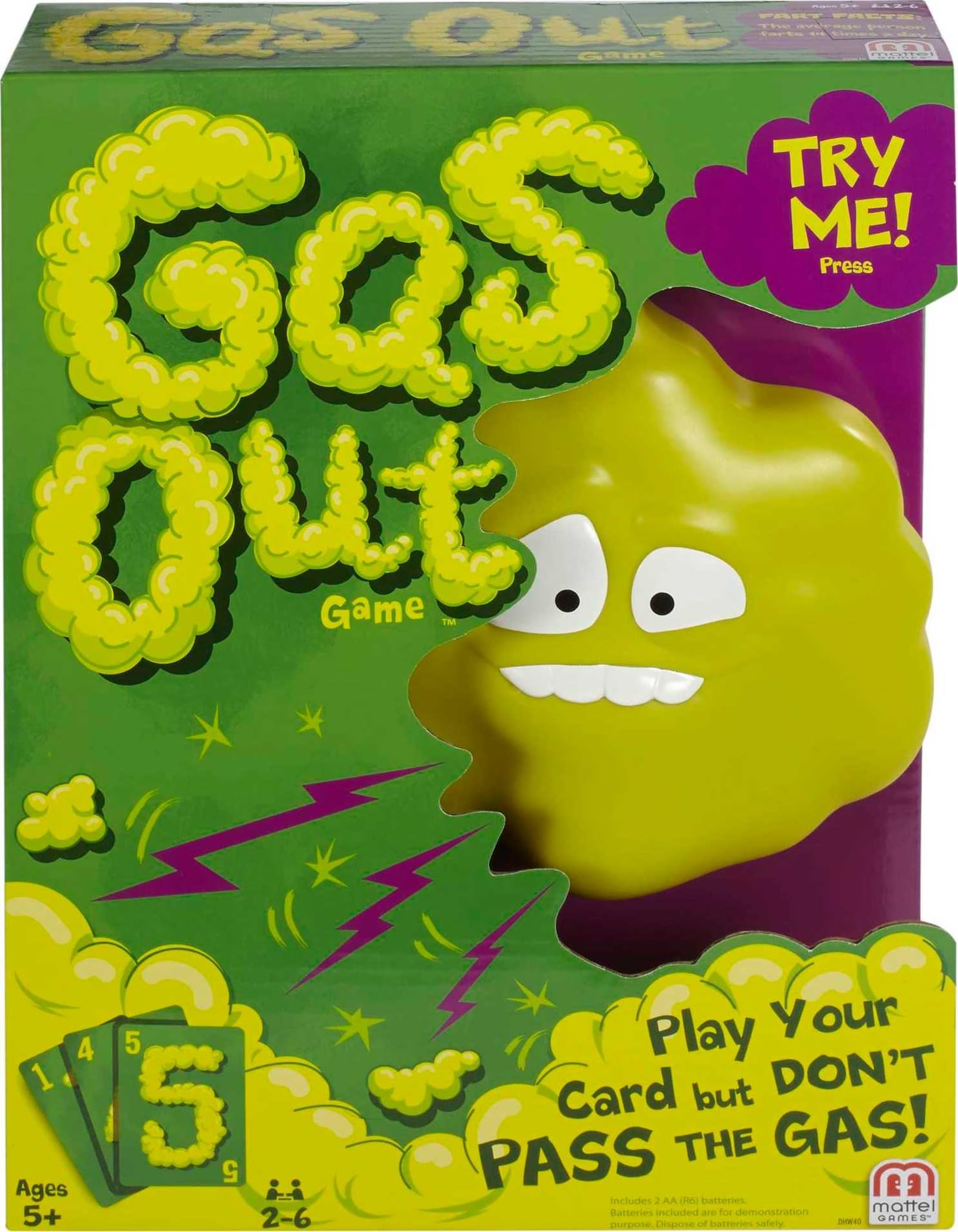 Mattel Games Gas Out for Kids, Family & Game Night, Hilarious Electronic Fart Sounds from a Plastic Gas Cloud