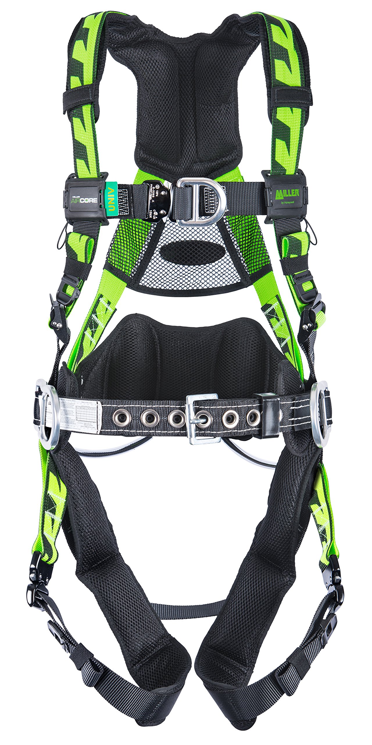 Miller by Honeywell AAFW-QCBDP23XB Aircore Wind Energy Harness with Aluminum Hardware, Universal Size, Lumbar Support and Tool Loops