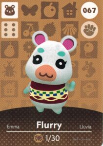 animal crossing happy home designer amiibo card flurry 067/100