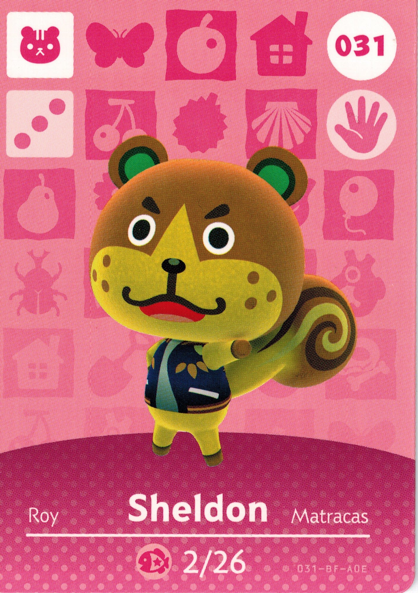 Animal Crossing Happy Home Designer Amiibo Card Sheldon 031/100