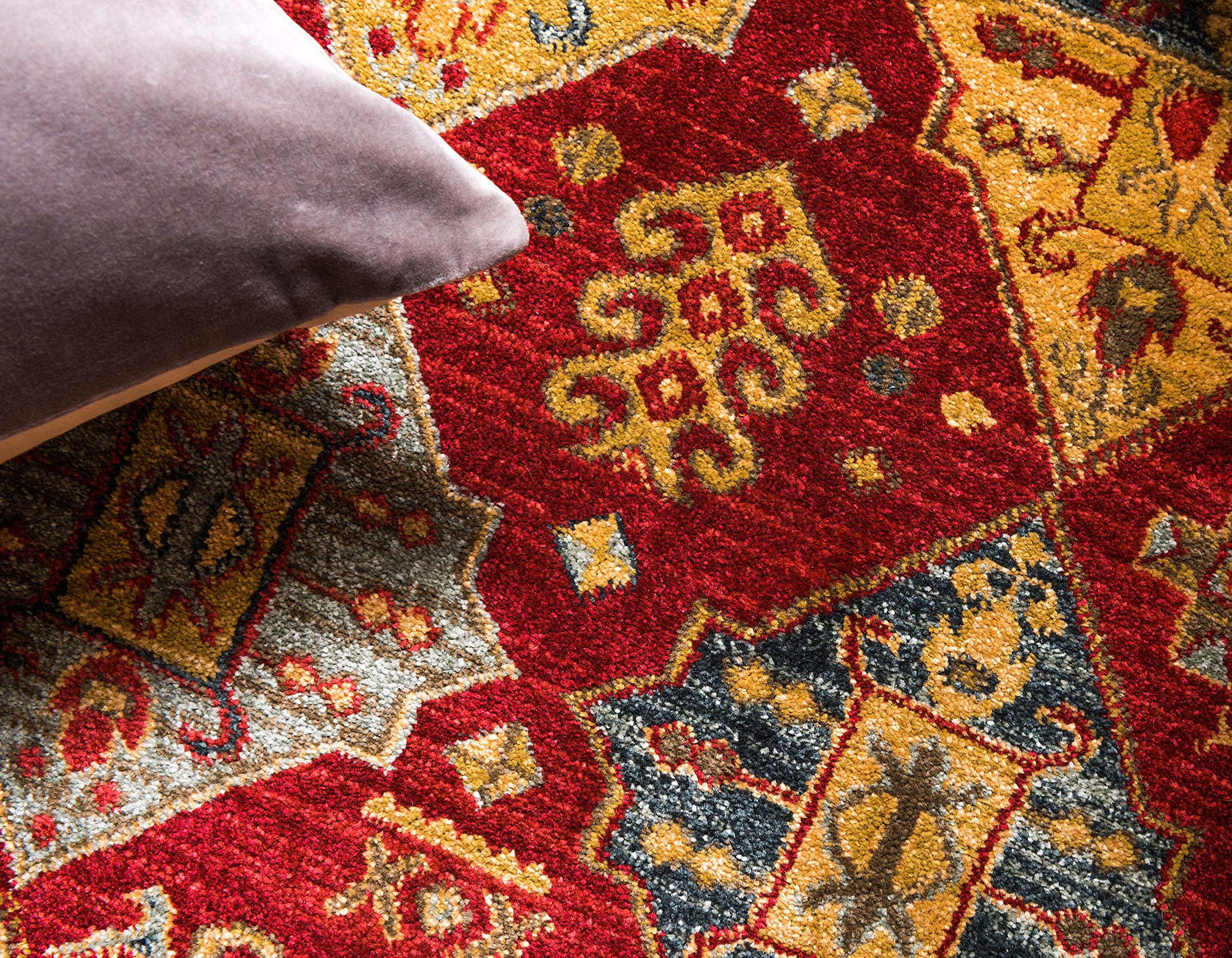 Unique Loom Sahand Collection Border Floral Geometric Area Rug (2' 7" x 6' 7" Runner, Red)