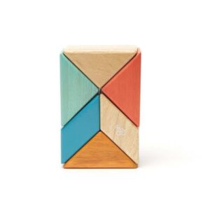 6 Piece Tegu Pocket Pouch Prism Magnetic Wooden Block Set, Sunset