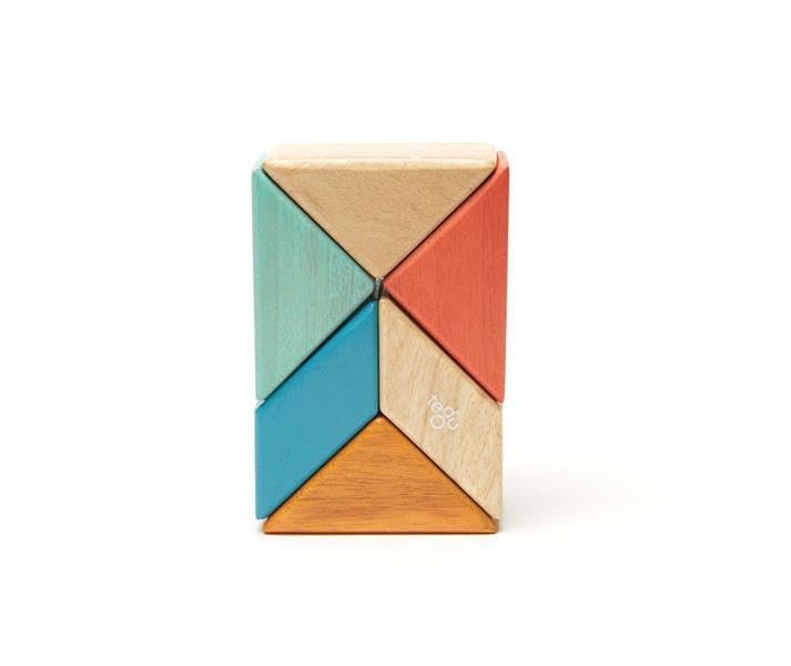 6 Piece Tegu Pocket Pouch Prism Magnetic Wooden Block Set, Sunset