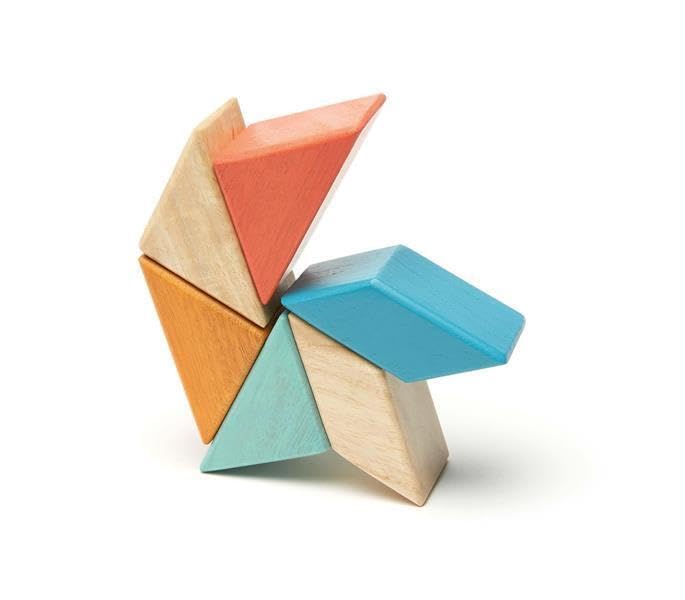 6 Piece Tegu Pocket Pouch Prism Magnetic Wooden Block Set, Sunset