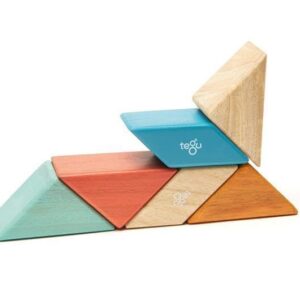 6 Piece Tegu Pocket Pouch Prism Magnetic Wooden Block Set, Sunset