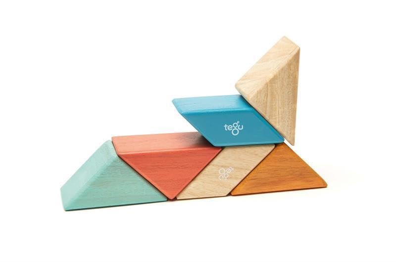 6 Piece Tegu Pocket Pouch Prism Magnetic Wooden Block Set, Sunset