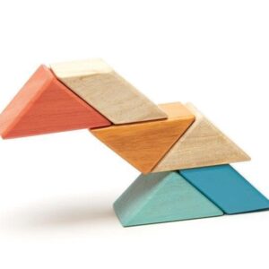 6 Piece Tegu Pocket Pouch Prism Magnetic Wooden Block Set, Sunset