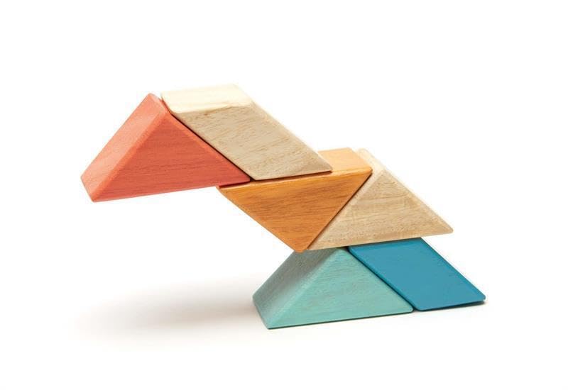 6 Piece Tegu Pocket Pouch Prism Magnetic Wooden Block Set, Sunset