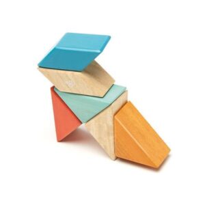 6 Piece Tegu Pocket Pouch Prism Magnetic Wooden Block Set, Sunset