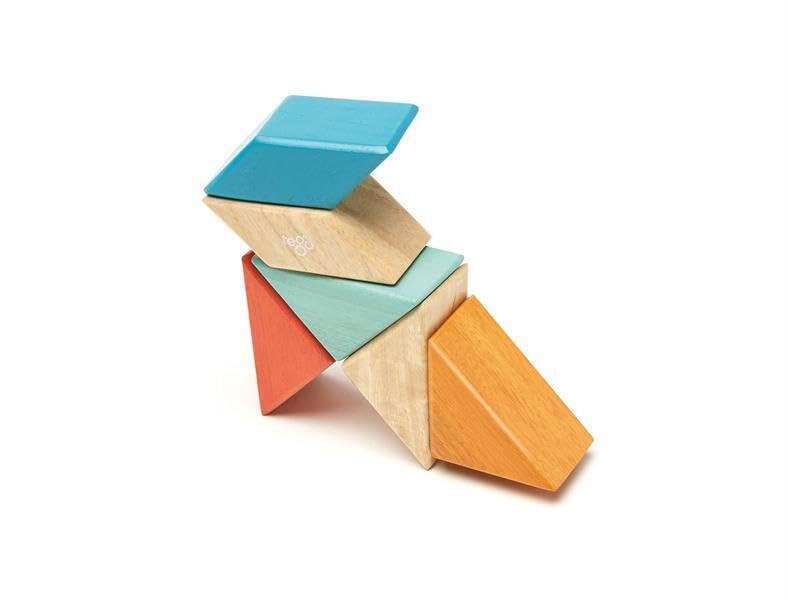 6 Piece Tegu Pocket Pouch Prism Magnetic Wooden Block Set, Sunset