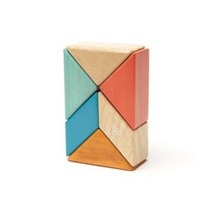 6 Piece Tegu Pocket Pouch Prism Magnetic Wooden Block Set, Sunset