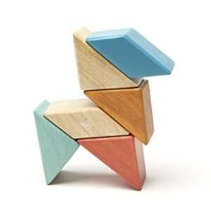 6 Piece Tegu Pocket Pouch Prism Magnetic Wooden Block Set, Sunset