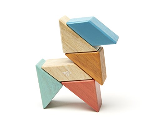 6 Piece Tegu Pocket Pouch Prism Magnetic Wooden Block Set, Sunset