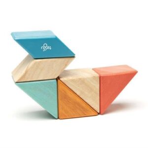 6 Piece Tegu Pocket Pouch Prism Magnetic Wooden Block Set, Sunset