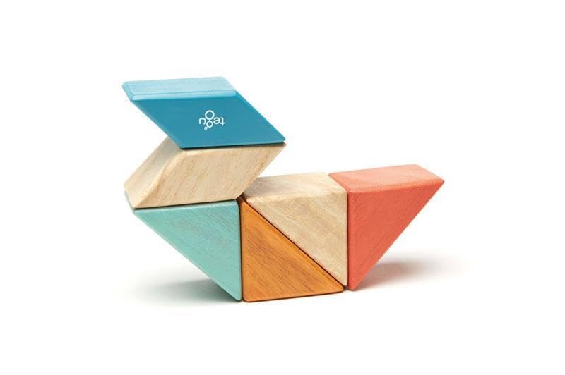 6 Piece Tegu Pocket Pouch Prism Magnetic Wooden Block Set, Sunset