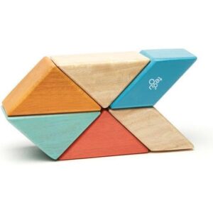 6 Piece Tegu Pocket Pouch Prism Magnetic Wooden Block Set, Sunset