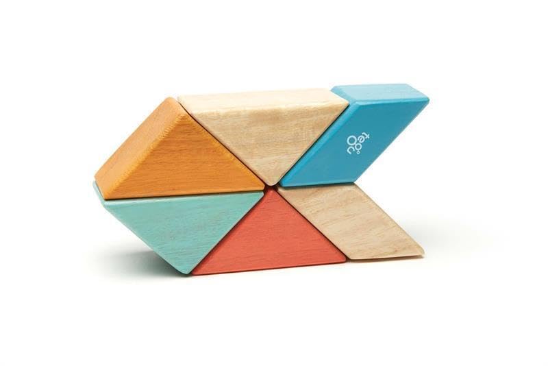 6 Piece Tegu Pocket Pouch Prism Magnetic Wooden Block Set, Sunset