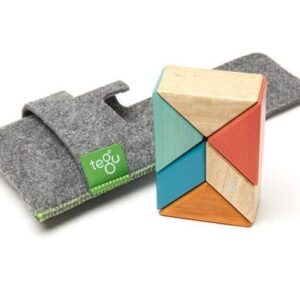 6 Piece Tegu Pocket Pouch Prism Magnetic Wooden Block Set, Sunset