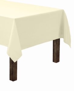 gee di moda rectangle tablecloth - 60 x 102 inch ivory table cloth for 6 foot rectangle table - heavy duty washable fabric - for 6 ft buffet table, holiday party, dinner, wedding & baby shower