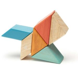 6 Piece Tegu Pocket Pouch Prism Magnetic Wooden Block Set, Sunset