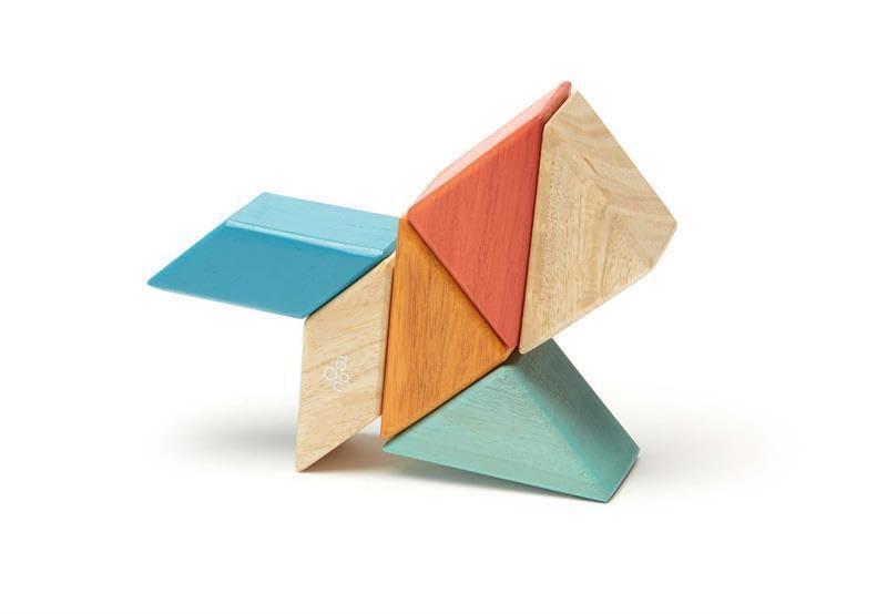 6 Piece Tegu Pocket Pouch Prism Magnetic Wooden Block Set, Sunset