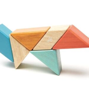 6 Piece Tegu Pocket Pouch Prism Magnetic Wooden Block Set, Sunset