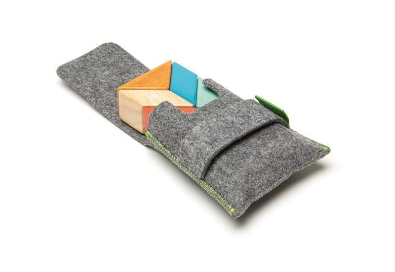 6 Piece Tegu Pocket Pouch Prism Magnetic Wooden Block Set, Sunset