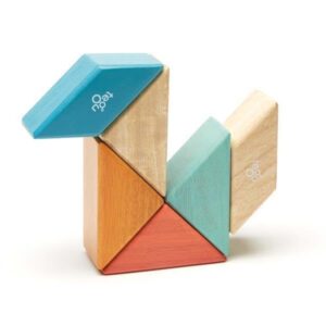 6 Piece Tegu Pocket Pouch Prism Magnetic Wooden Block Set, Sunset