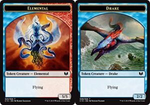 magic the gathering - elemental token // drake token (020/024 // 006/024) - commander 2015