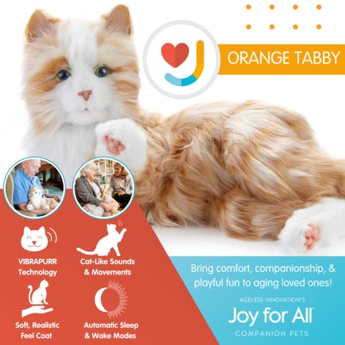 JOY FOR ALL Companion Pet for Seniors - Lifelike Animatronic Cat - Realistic Soft-Touch Fur & Purring - Therapy Stuffed Animal - Toy for Alzheimer's & Dementia - Orange Tabby