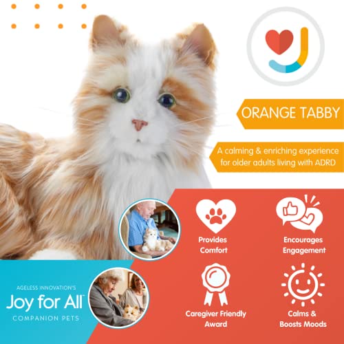 JOY FOR ALL Companion Pet for Seniors - Lifelike Animatronic Cat - Realistic Soft-Touch Fur & Purring - Therapy Stuffed Animal - Toy for Alzheimer's & Dementia - Orange Tabby