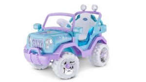 kid trax disney frozen kids 4x4 ride on toy, 6 volt, kids 3-5 years old, max weight 55 lbs, single rider, battery and charger included, blue