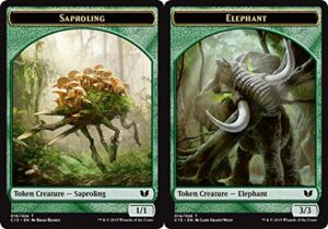 magic the gathering - saproling token // elephant token (016/024 // 014/024) - commander 2015