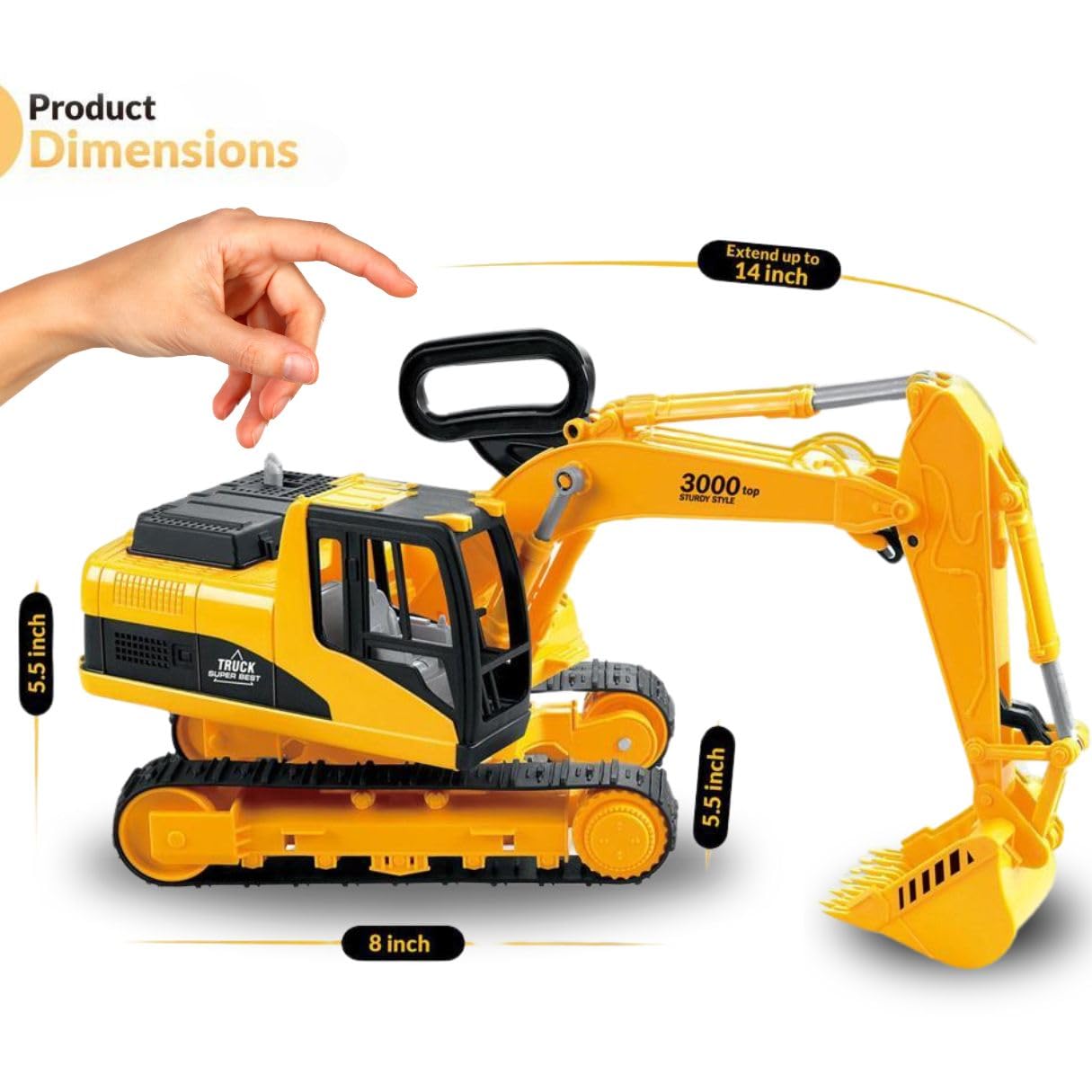 Liberty Imports Oversized Construction Excavator Kids Toy Play Truck, Large Digger Vehicle for Boys with Realistic Movable Claw, Tracks 1:22 Scale Model