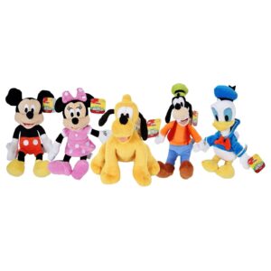 disney gang 9" bean plush mickey minnie mouse donald pluto goofy - 5 pack