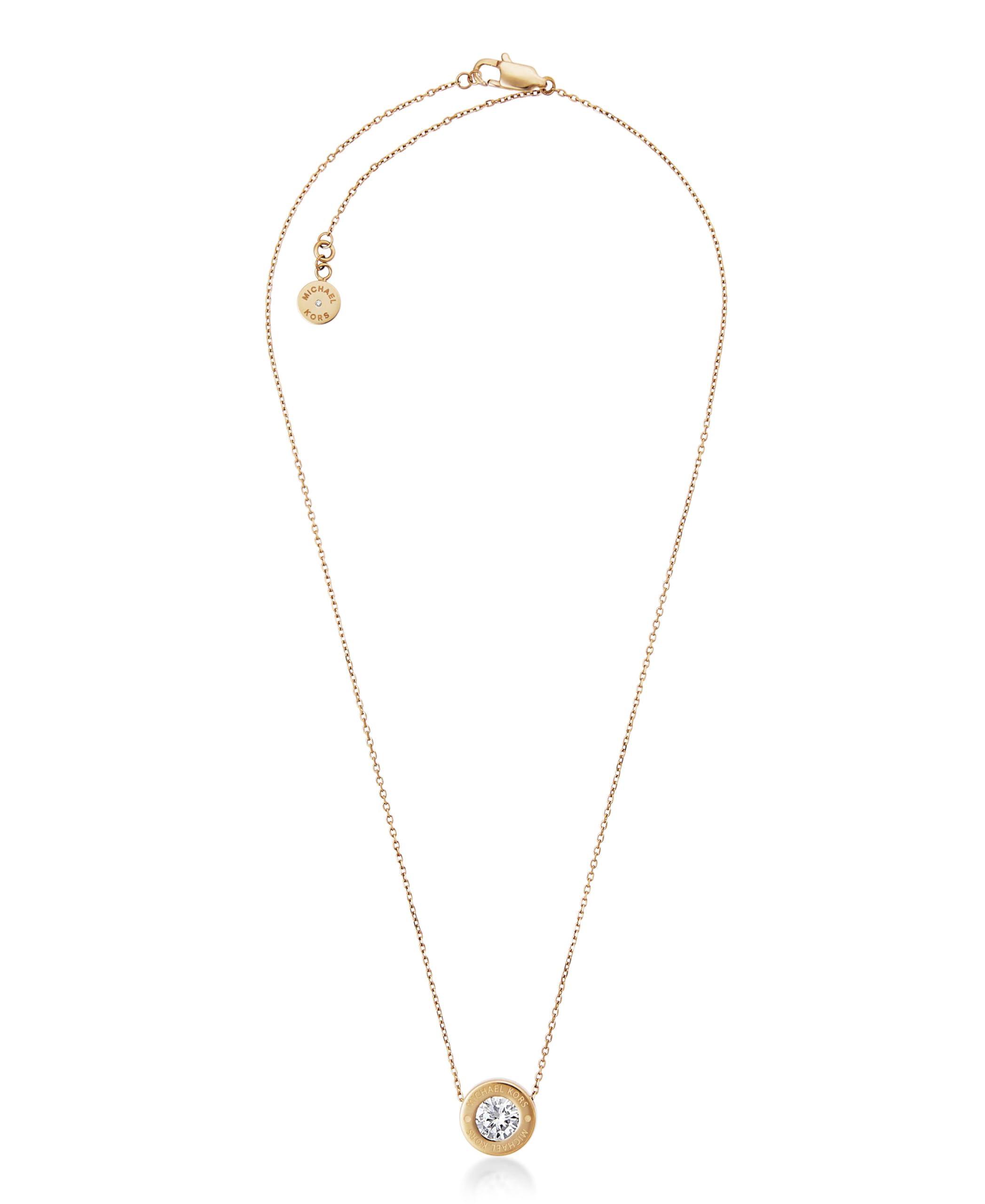 Michael Kors Stainless Steel and Pavé Crystal Pendant Necklace for Women, Color: Gold (Model: MKJ5340710)