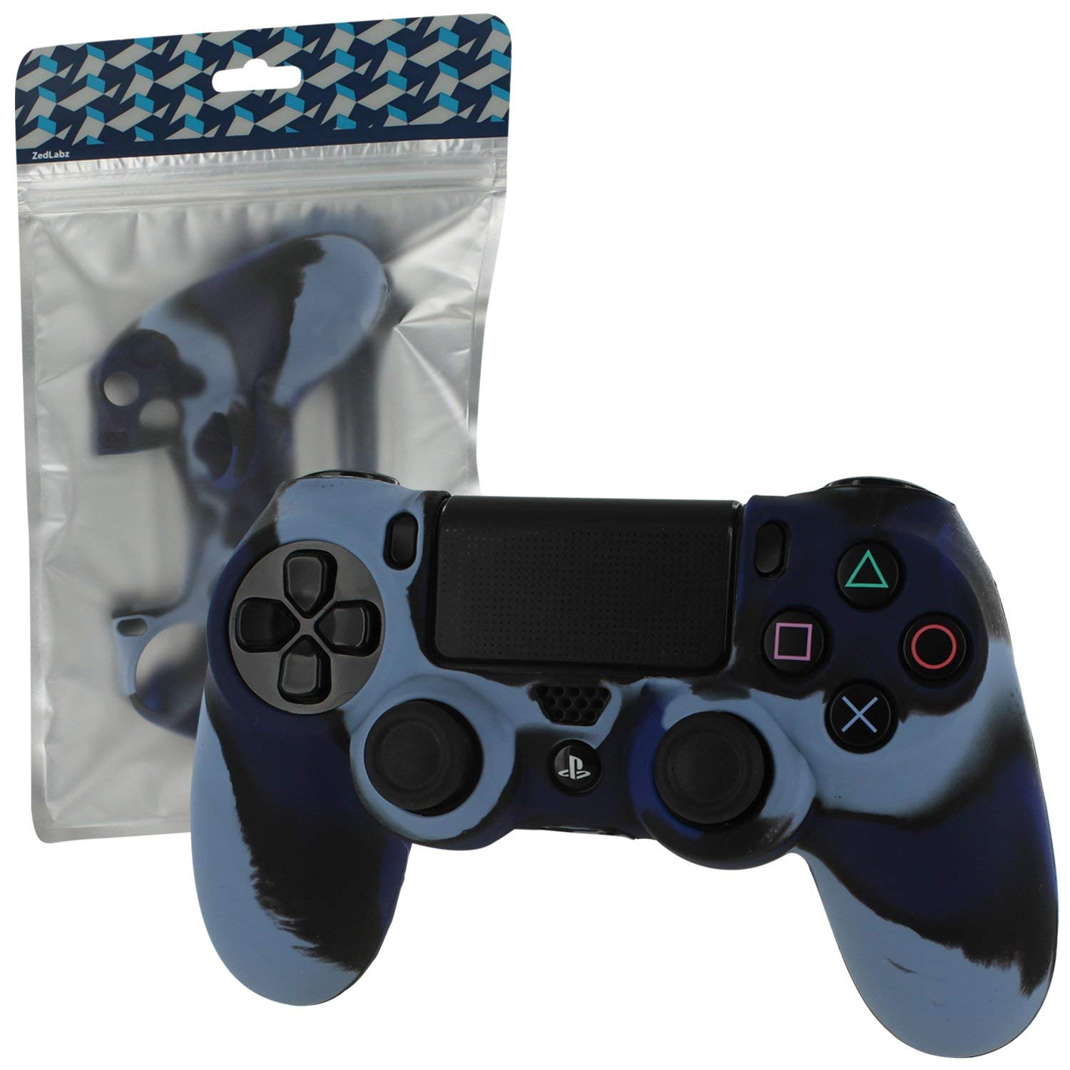 ZedLabz Soft Silicone Skin Grip Protective Cover for Sony PS4 Controller Rubber Bumper Case with Ribbed Handle Grip, Limited Edition Dark Blue Camo (PS4)