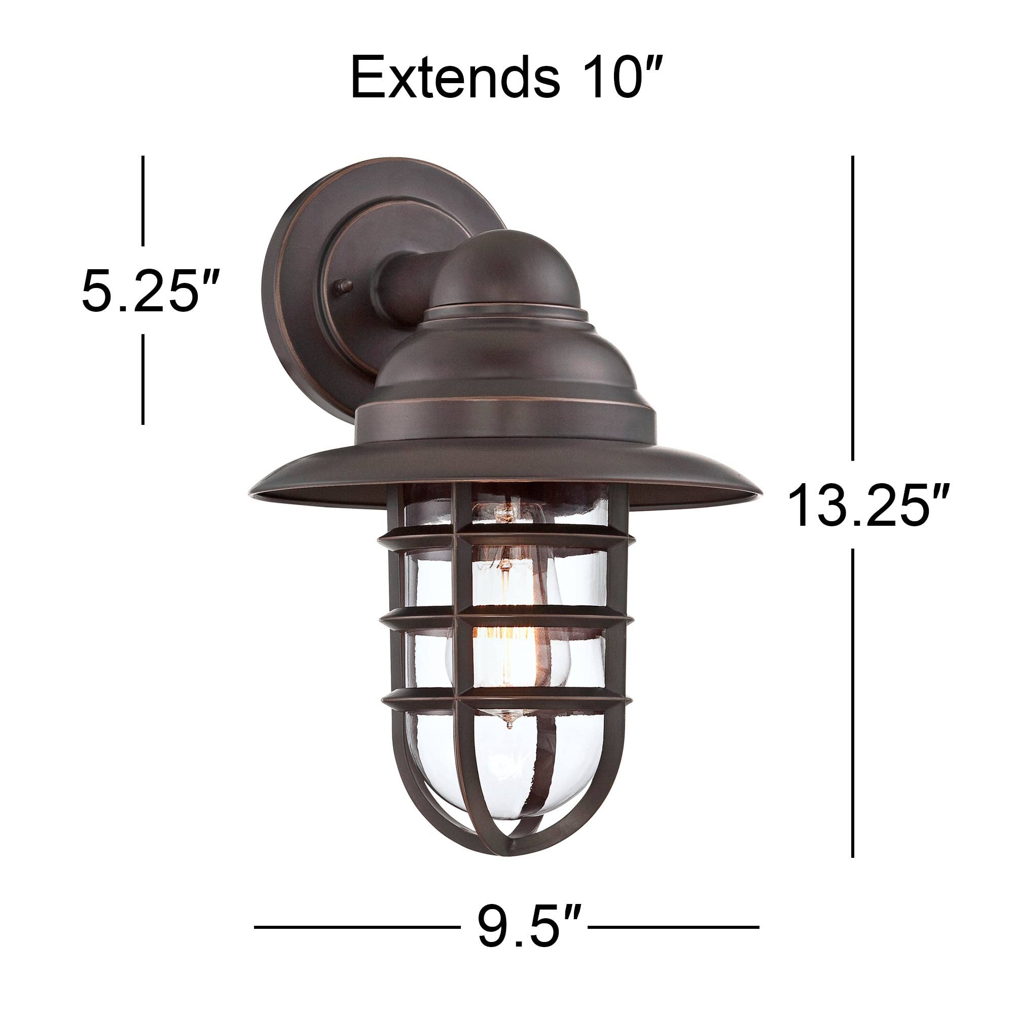 John Timberland Marlowe Rustic Industrial Farmhouse Outdoor Wall Light Fixture Bronze Hooded Cage 13" Clear Glass for Exterior Barn Deck House Porch Yard Patio Outside Garage Front Door Garden