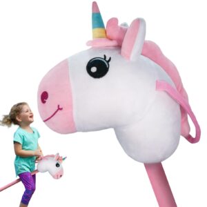 waliki unicorn stick horse toy for 2, 3, 4, 5, 6 & 7 year old girls | cute birthday gift for little girls | pretend play pony for toddlers & preschoolers