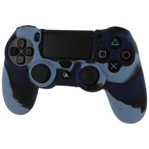 ZedLabz Soft Silicone Skin Grip Protective Cover for Sony PS4 Controller Rubber Bumper Case with Ribbed Handle Grip, Limited Edition Dark Blue Camo (PS4)