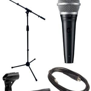 Shure PGA48 Microphone Bundle with MIC Boom Stand and 1/4" Cable