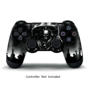 gamexcel skins compatible with ps4 controller - stickers compatible with playstation dualshock 4 - decals cover skin accessories compatible with ps4 slim controllers - reaper black