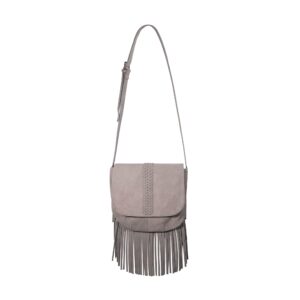 zlyc women bohemian nubuck leather fringe bag pouch tribal tassel cross body shoulder bag, gray