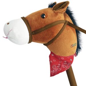 waliki stick horse toy for boys and girls | fun cowboy & cowgirl pretend play | cool toys for kids ages 3 4 5 6 | birthday gift for active toddlers (brown)