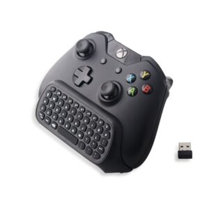 megadream xbox one usb 2.4ghz mini wireless qwerty keyboard gaming chatpad keyboard for microsoft xbox one and xbox one s controller pc - [audio compatible] - black