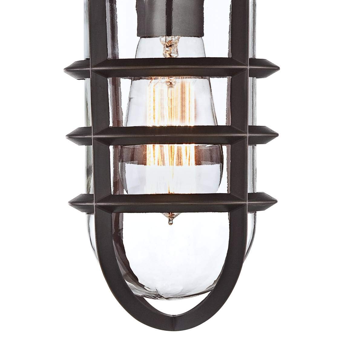 John Timberland Marlowe Rustic Industrial Farmhouse Outdoor Wall Light Fixture Bronze Cage 13" Clear Glass for Exterior Barn Deck House Porch Yard Patio Outside Garage Front Door Garden Home